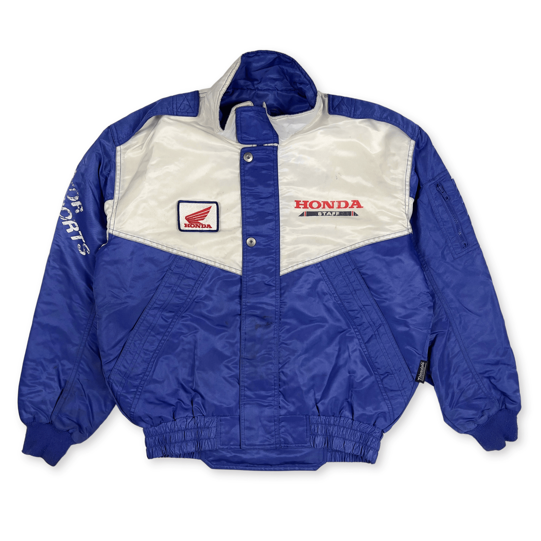 Retro Showa 1990s JDM Japan Honda Racing Blue Helmet Staff Jacket Blue ...